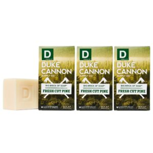 duke cannon supply co. big brick of soap bar for men fresh cut pine (split pine scent) multi-pack - superior grade, extra large, masculine scents, all skin types, paraben-free, 10 oz (3 pack)