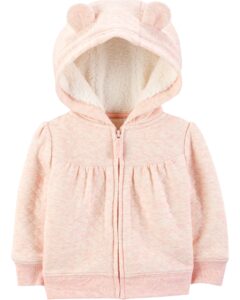 simple joys by carter's baby hooded sweater jacket with sherpa lining, pink, 6-9 months