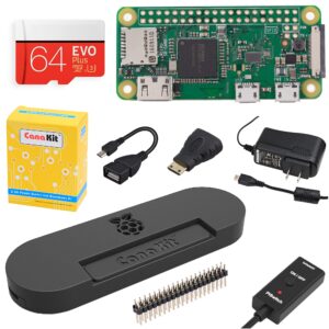 canakit raspberry pi zero w (wireless) complete starter max kit with premium black case (64gb edition)