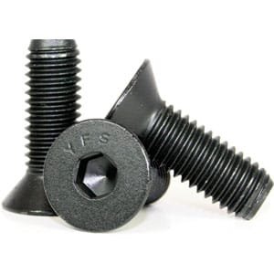 socket flat countersunk head cap screw, 6-32 x 3/8", alloy steel, black oxide, hex socket (quantity: 100) coarse thread, 6 hexagonal allen bolt, length: 3/8 inch, full thread