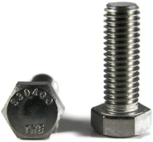 3/8-16 x 1 1/4 hex head cap screws, stainless steel 18-8, plain finish (quantity: 100 pcs) - coarse thread unc, fully threaded, length: 1 1/4 inch, thread size: 3/8 inch