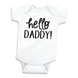 bump and beyond designs baby-boys hello daddy surprise pregnancy announcement leotard to husband white, 0-3 months