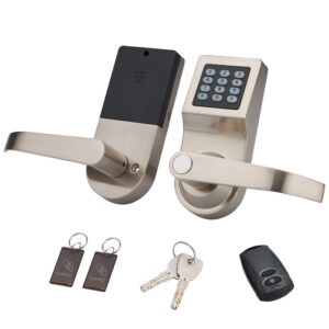 henyin digital door lock,unlock with m1 card, code and key,handle direction reversible (card+remote)