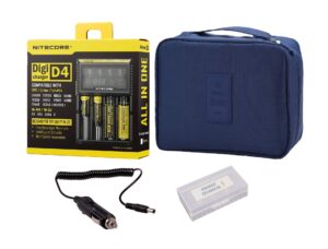 best nitecore d4 charger with travel case, battery organizer, and car charger