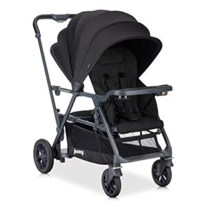 joovy caboose s stroller, stand on tandem, premium sit and stand, black melange