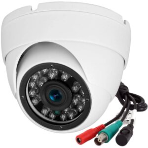 analog cctv camera hd 1080p 4-in-1 (tvi/ahd/cvi/960h analog) security dome camera outdoor metal housing, 24 ir-leds true day & night monitoring 3.6mm lens (white)