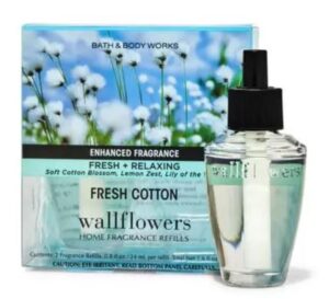 bath and body works new look! fresh cotton wallflowers 2-pack refills