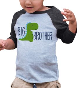 7 ate 9 apparel boy's dinosaur big brother grey baseball shirt t-shirt 18 months