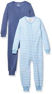 hanes unisex baby ultimate zippin 2 pack sleep and play suits layette set, blue stripe, 12-18 months us