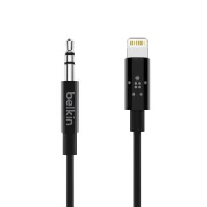 belkin av10172bt03-blk 3.5mm audio cable with lightning connector, black, smartphone