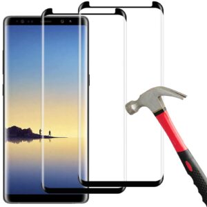 【2-pack】coolpow designed for samsung galaxy note 8 screen protector, case friendly, anti-bubble,3d curved,full screen coverage,9h hardness,hd clear, samsung note 8 screen protector tempered glass film