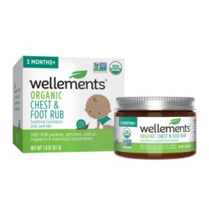 wellements organic baby chest and foot rub | soothes and comforts with eucalyptus and lavender | certified organic | free from petroleum, menthol and artificial fragrance | 1.8 fl oz. | 3 months+