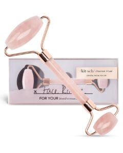 kitsch face massager rose quartz face roller for skin care, facial roller & jade roller for face aging wrinkles and lifting, eye roller for puffy eyes, rose quartz roller for face neck fine lines 1 pc