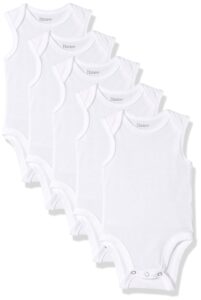 hanes baby bodysuits, ultimate flexy sleeveless for boys & girls, 5-pack, diamond white, 18-24 months