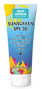 reef safe sunscreen spf 30+ all natural, water resistant, moisturizing, biodegradable, broad spectrum uva/uvb coral friendly mineral suncream from reef repair 4 fl. oz