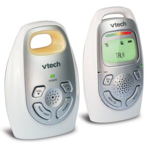 vtech dm223 audio baby monitor with up to 1,000 ft of range, vibrating sound-alert, talk-back intercom, digitized transmission & belt clip (renewed)