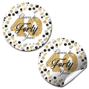 cheers to 40 years party sticker labels, 40 2" party circle stickers by amandacreation, great for party favors, envelope seals & goodie bags