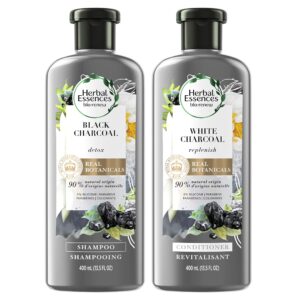 herbal essences, shampoo and conditioner kit with natural source ingredients, color safe, biorenew detox charcoal, 13.5 fl oz, kit