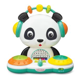 infantino spin & slide dj panda - musical toy with busy beads, light-up turntable drums, funky beats, switches, silly songs and 2 volume settings, for babies and toddlers