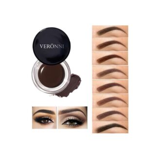 veronni eyebrow cream,eyebrow color long lasting waterproof eyebrow pomade gel,eyebrows enhancers smooth eye brow makeup 0.75oz（#01 dark brown)）