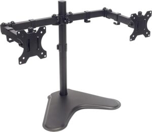 manhattan universal dual monitor stand with double-link swing arms holds two 13" to 32" lcd monitors up to 8 kg (17 lbs.), black