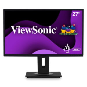 viewsonic vg2748 27" ips 1080p ergonomic monitor with hdmi displayport usb and tilt for home and office, black (renewed)