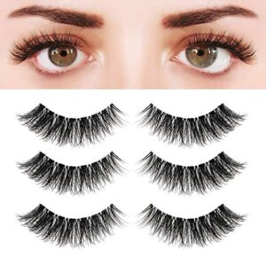 eyelashes natural look false lashes - bepholan fake eyelashes 5d super fluffy false eyelashes clear band wispy lashes 3-pack faux mink lashes(xmz92)