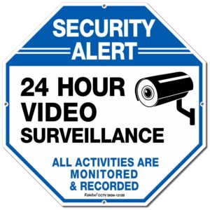 video surveillance sign,security camera sign, 12x12 security alert 24 hour video surveillance metal sign,all activities are monitored & recorded aluminum sign for cctv video surveillance signs outdoor