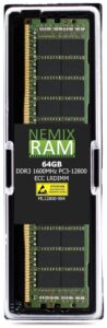 nemix ram 64gb (1x64gb) ddr3 1600mhz pc3-12800 8rx4 1.5v 240-pin ecc lrdimm load reduced server memory