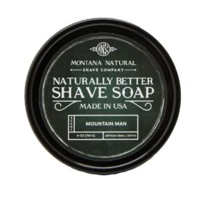 mnsc mountain man artisan small batch shave soap for a naturally better shave - smooth shave, hypoallergenic, prevent nicks, cuts, and razor burn, handcrafted in usa, all-natural, plant-derived