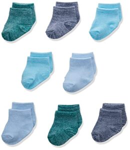 hanes unisex baby ultimate flexy ankle length 8-pack socks, blues, 6-12 months us