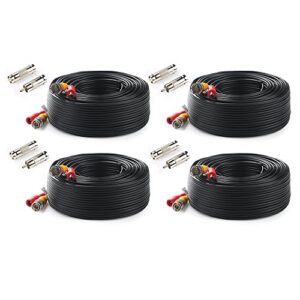 tonton 4k 8mp 5mp 4-pack 100 feet 30 meters pre-made all-in-one bnc cables for security camera system,cctv, dvr, surveillance system, with bnc connectors and rca adapters