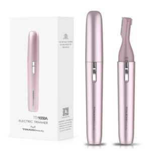 touchbeauty facial hair trimmer eyebrow shaper wet & dry hair removal for face legs battery powered upgraded(rose gold)