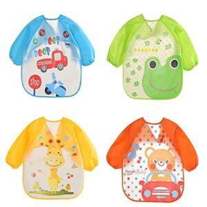 haimoburg 4 pcs long sleeved baby bibs waterproof sleeved bib 9-36 monts