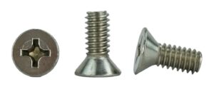 stainless 1/4-20 x 5/8" (5/8" to 2-1/2" lengths available) flat head machine screws, full thread, phillips drive, stainless steel 18-8, machine thread (1/4-20 x 5/8")