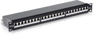 trendnet 24-port cat6a shielded patch panel, 1u 19" metal housing, 10g ready, cat5e,cat6,cat6a compatible, cable management, color-coded labeling for t568a and t568b wiring, black, tc-p24c6as