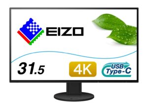 eizo ev3285 4k ultra-slim frame 31.5" wide screen ips led monitor with flexstand and integrated speakers, black