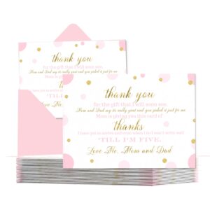 paper clever party pink and gold baby shower thank you cards with envelopes blank notes prefilled with message girls personalize cute princess notecards twinkle star 4x6 stationery set, 15 pack