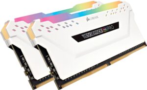 corsair vengeance rgb pro 16gb (2x8gb) ddr4 3600mhz c18 led desktop memory - white