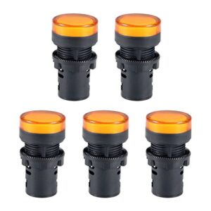 uxcell 5pcs yellow indicator light ac/dc 24v, 22mm panel mount, for electrical control panel, hvac, diy projects