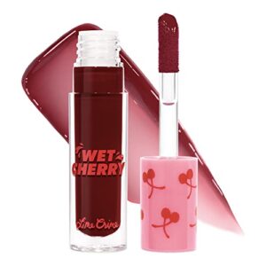 lime crime wet cherry lip gloss, diet cherry (deep berry) - cherry scented lightweight, plumping & comfortable ultra glossy sheen that won't stick - long lasting & non-sticky - vegan makeup