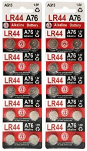 gi lr44 a76 ag13 1.5 volt alkaline button cell batteries for watches clocks remotes games controllers toys & electronic devices (20)