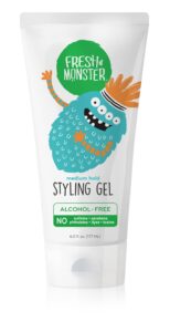 fresh monster kids hair styling gel, medium hold alcohol-free, natural hair gel for kids & toddlers (6oz.)