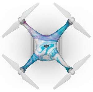 design skinz design skinz marbleized blue paradise v45 full-body wrap decal skin-kit compatible with the drone dji mavic air