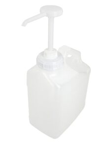 portable storage jugs with pump dispenser caps, plastic (natural, 1 gallon wide mouth)