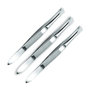 refine - germany - tweezers slant tip for shaping eyebrows and tweezing facial and body hair, 3 count