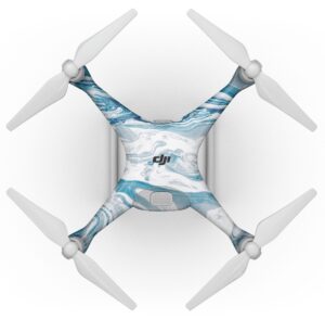 design skinz design skinz mixtured blue 57 textured marble full-body wrap decal skin-kit compatible with the drone dji phantom 4