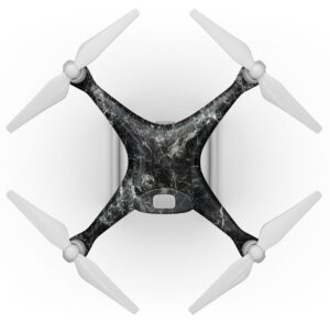 design skinz design skinz black scratched marble full-body wrap decal skin-kit compatible with the drone dji phantom 4