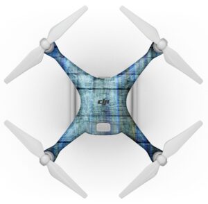 design skinz design skinz blue and green tye-dyed wood full-body wrap decal skin-kit compatible with the drone dji phantom 4 pro