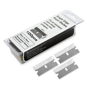 headley tools razor blades single edge, 100 pcs single edge razor blade for razor blade scraper (pack of 100)